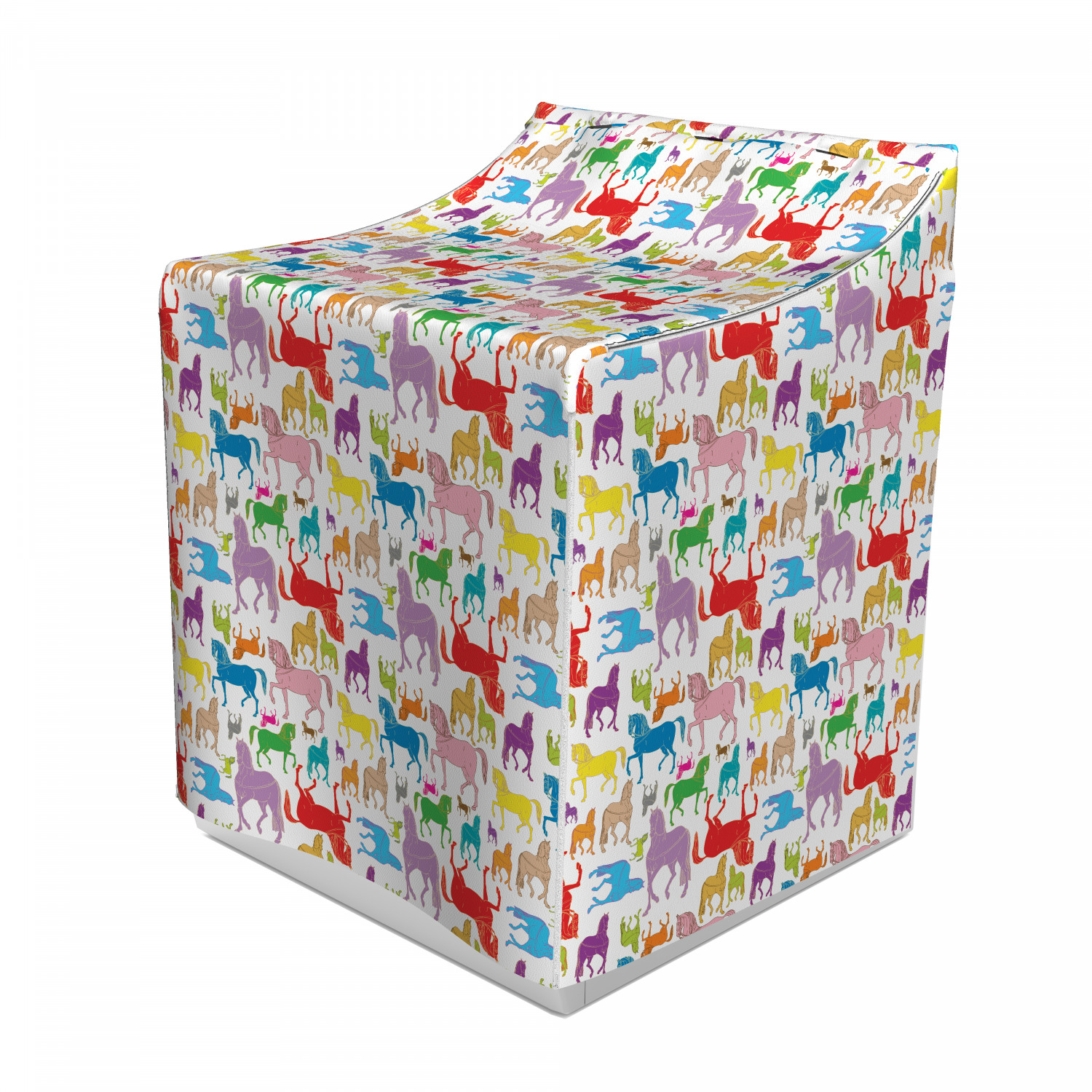 Horses Washer Cover, Colorful Abstract Horse Silhouette Stallion ...