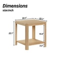 2‑Tier Boho Square End Table with Vertical Wave Grain Legs, Rounded ...