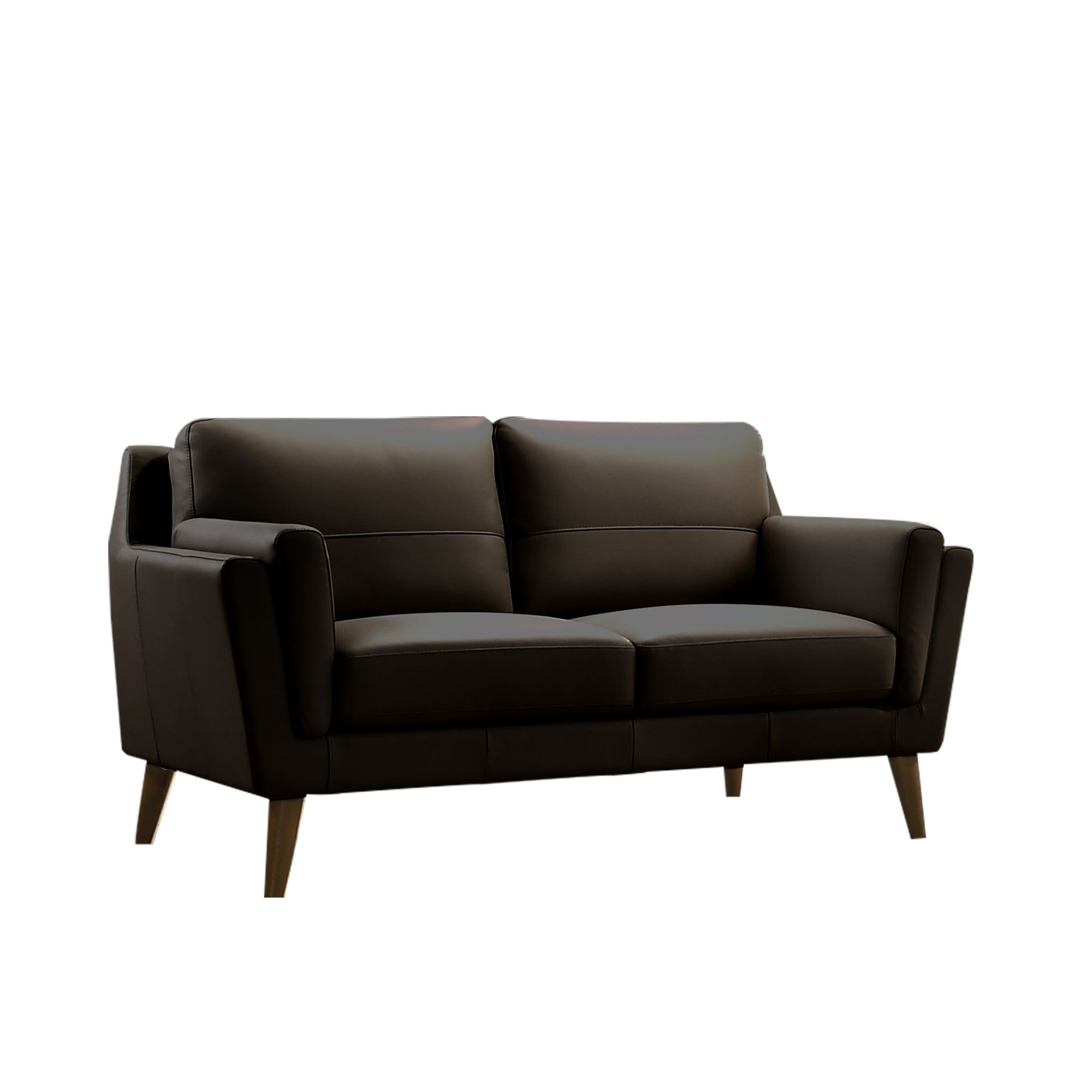 2 Piece Leatherette Sofa Set with Wooden Splayed Legs, Dark Brown ...