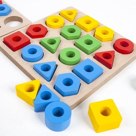 Children Puzzles Geometric Shape Quick Matching Board, Wooden ...