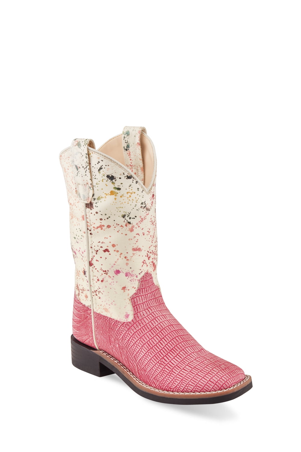 Old West Pink/Multi Children Girls Faux Leather Cowboy Boots 2.5D ...