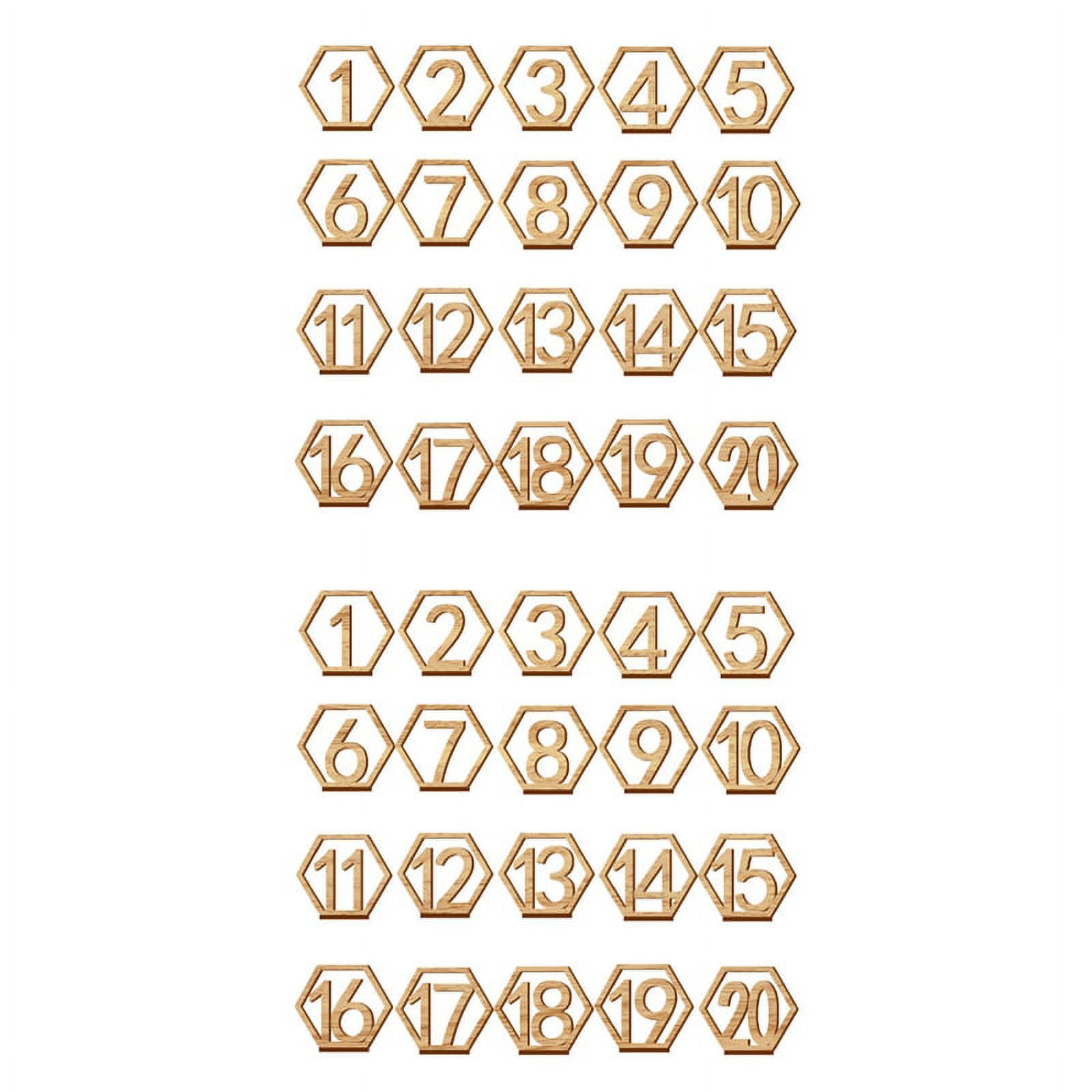 2X 1-20 Numeros Signo de Madera Numero de Mesa Hexagonal de Boda ...