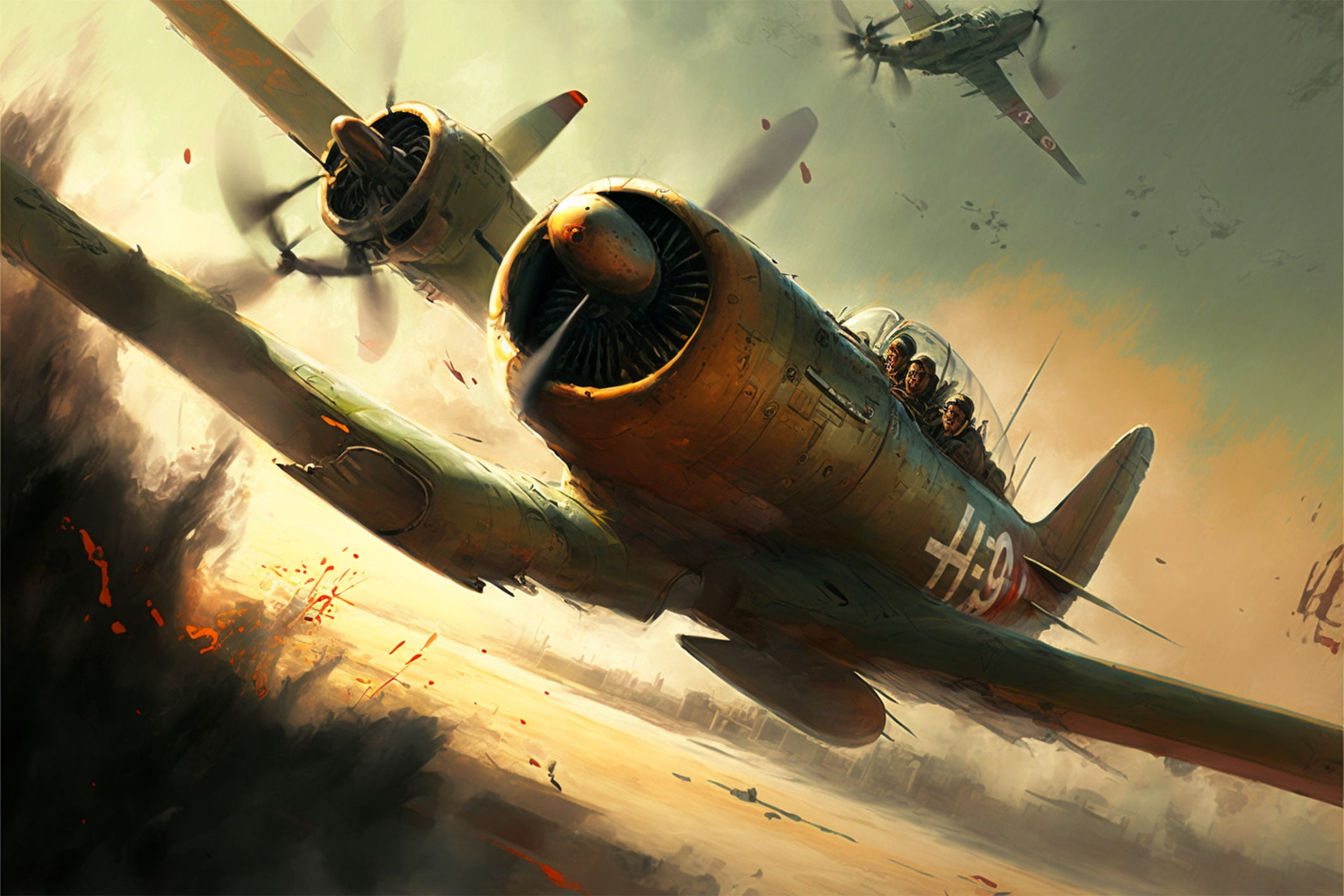24x36 gallery poster, WWII Aerial Dogfight p2 - Walmart.com