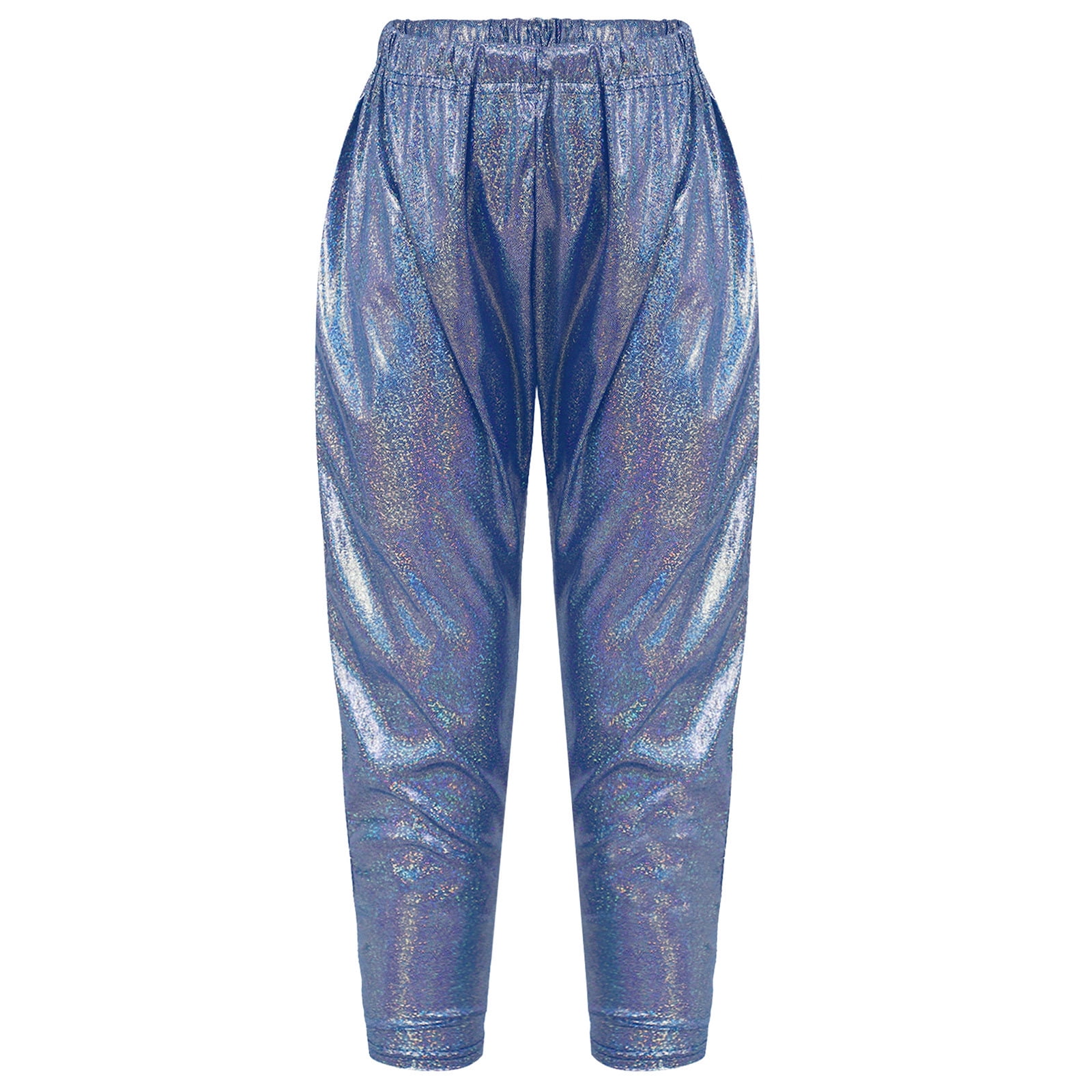 YONGHS Kids Boys Girls Shiny Metallic Hip Hop Jazz Dance Baggy Pants ...