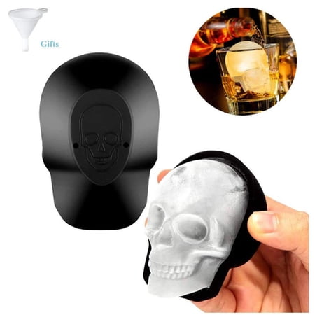 fastboy 3D Skeleton Head Ice Cube Silicone Ice Mold with Funnels ...