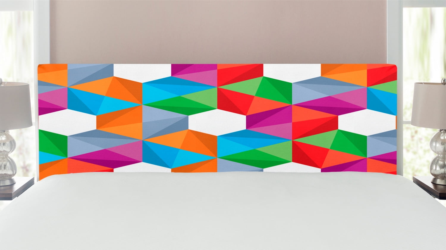 Geometric Headboard, Colorful Retro Geometric Triangle and Polygonal ...
