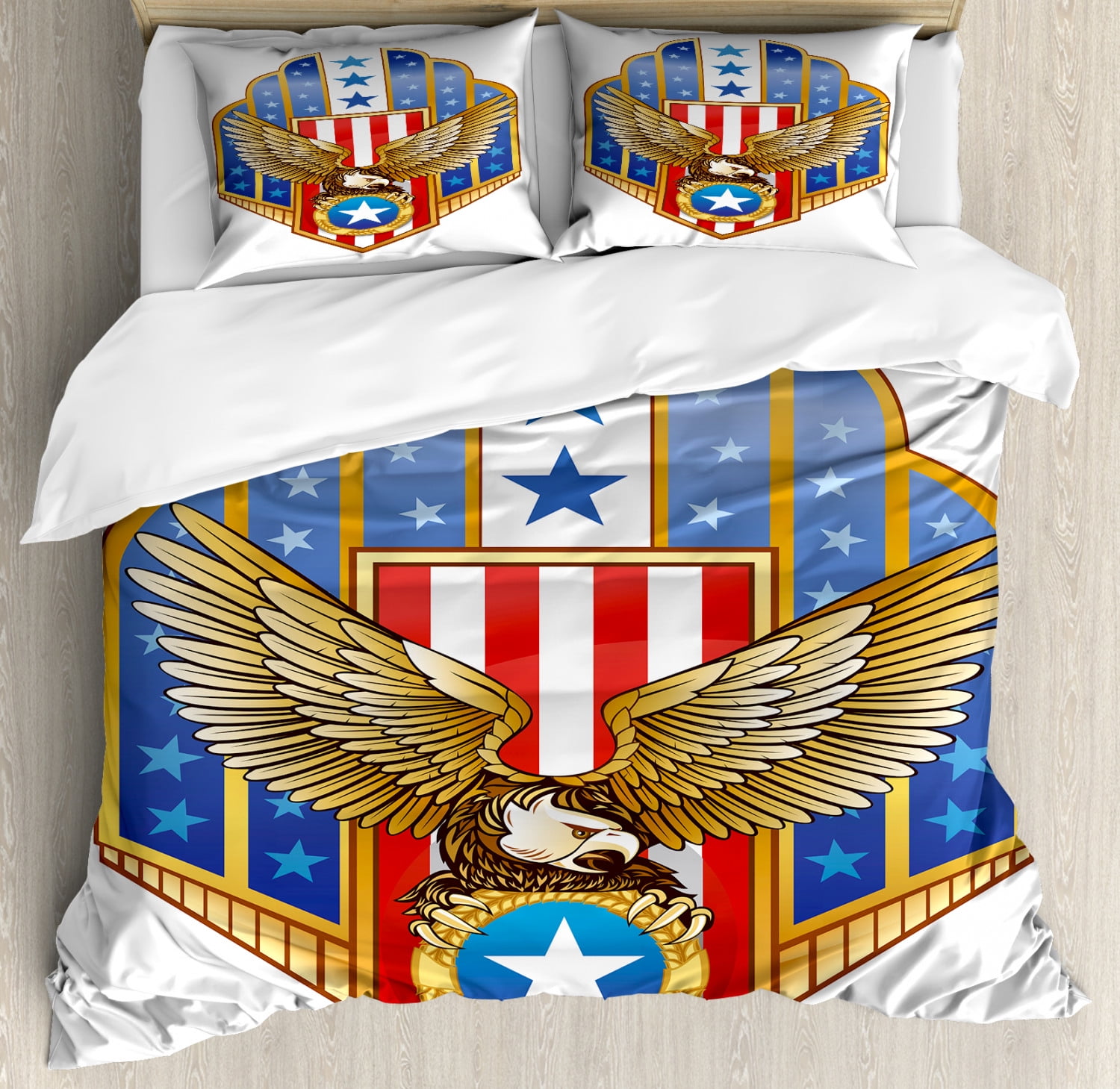 Eagle King Size Duvet Cover Set, Heraldic Illustration of Symbol of ...