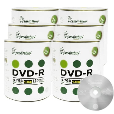 1800 Pack Smartbuy 16X DVD-R 4.7GB 120Min White Inkjet Hub Printable Data Blank Media Recordable ...