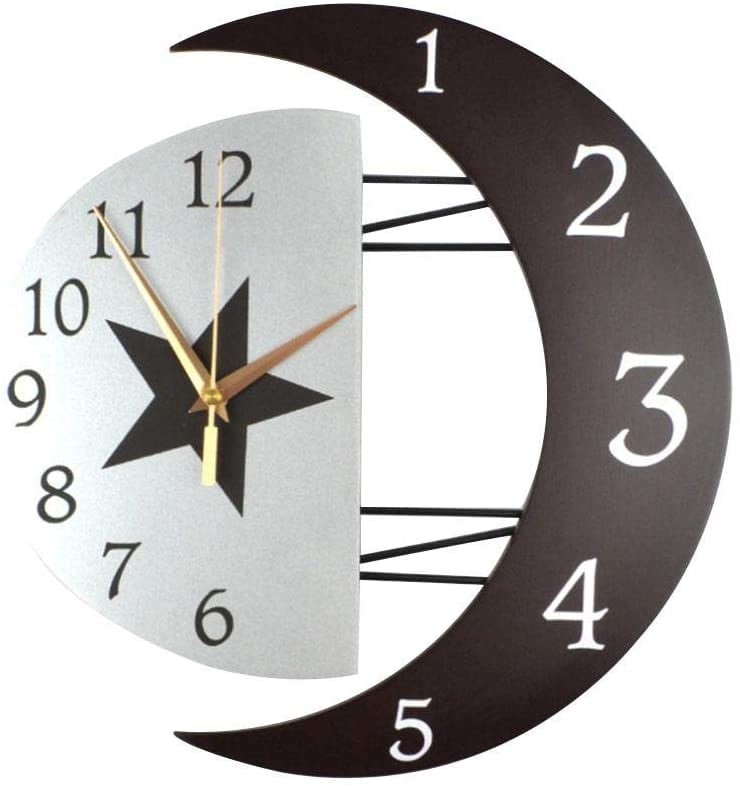 Silent Wall Pendulum Creative Moon Shaped Frame Quartz Wall Clock ...