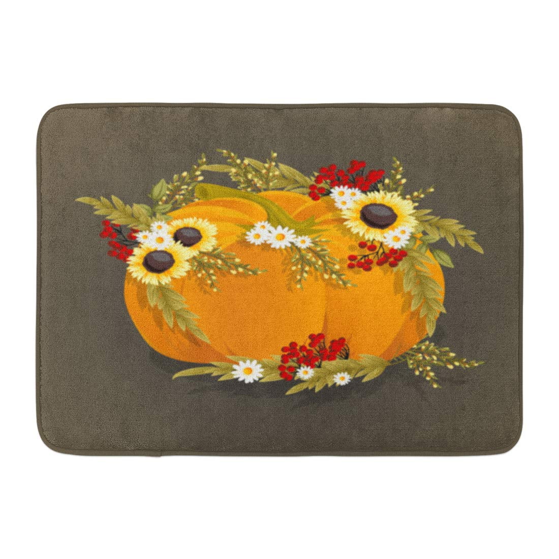 GODPOK Cute Coffin Pumpkin with Flowers Halloween Collection Fall Rug ...