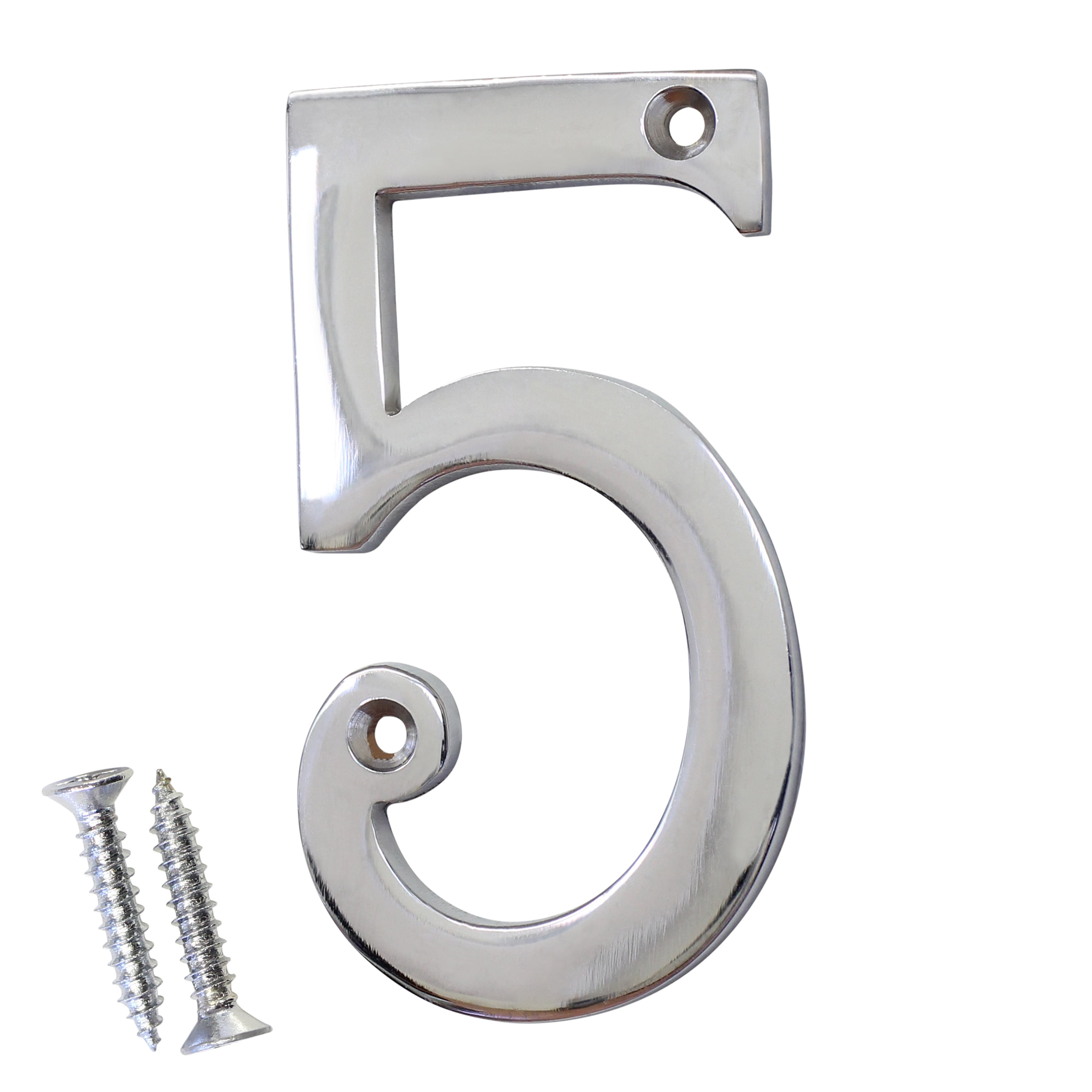 RCH Hardware NO-BR2271-100 Brass House Number, 4 Inch, Polished Chrome ...
