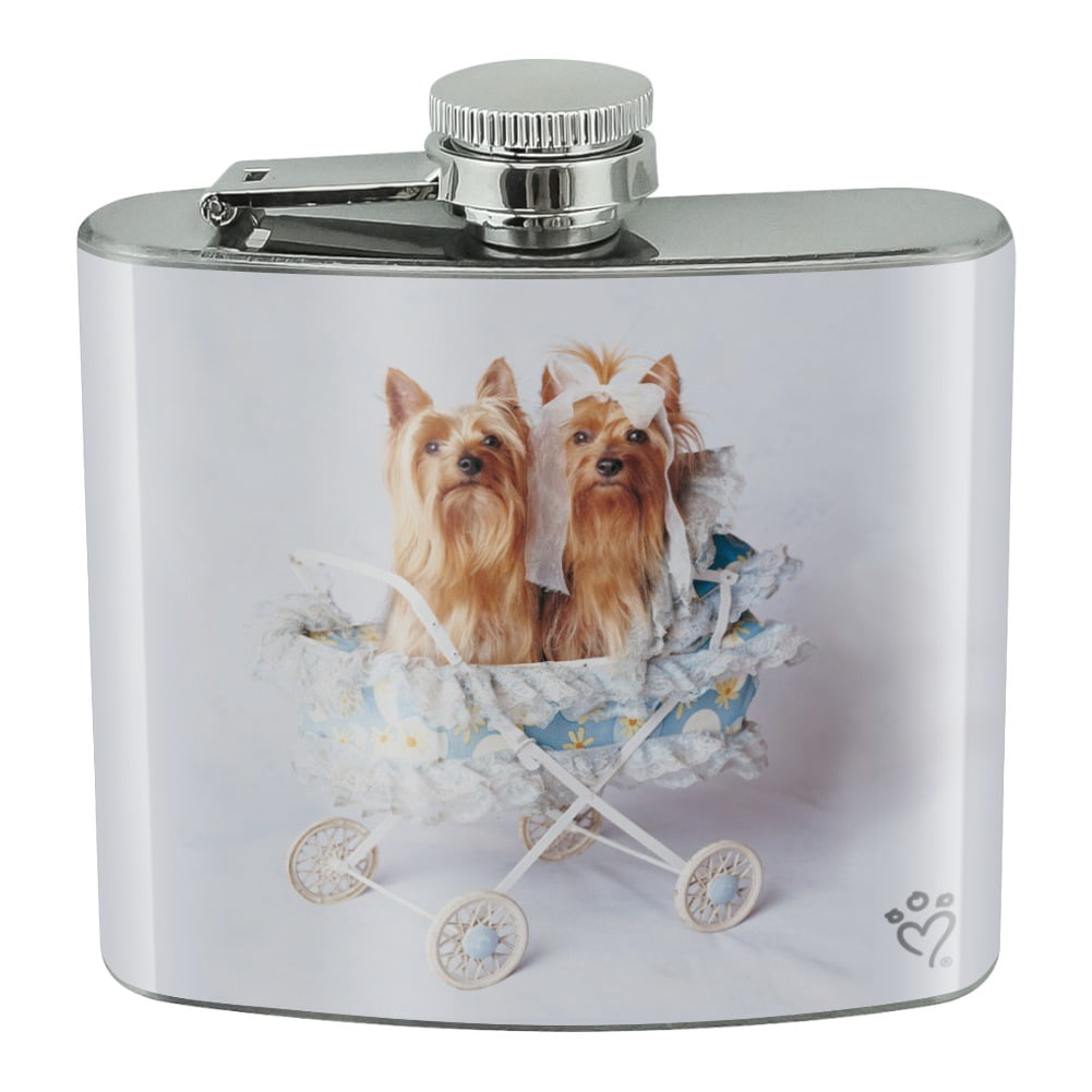 Yorkie Yorkshire Terriers Dog Baby Stroller Stainless Steel 5oz Hip ...