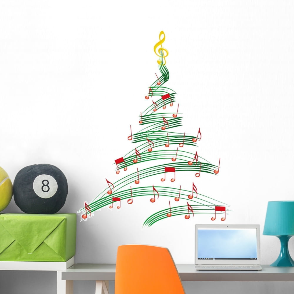 Musical Christmas Tree Wall Decal by Wallmonkeys Peel and Stick Graphic ...