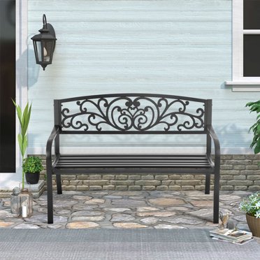 Garden Bench Patio Bench Outdoor Park Bench with Armrests, for Park ...