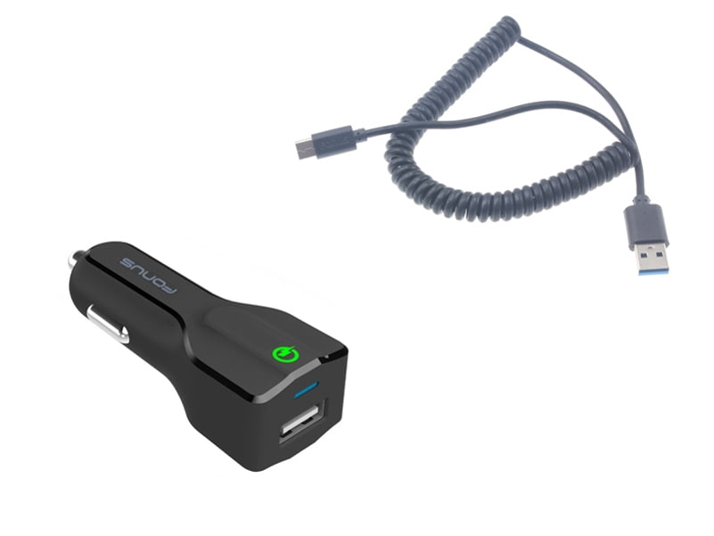 24W Fast Car Charger for LG K51, Q70 Phones - 2-Port USB Coiled Cable ...