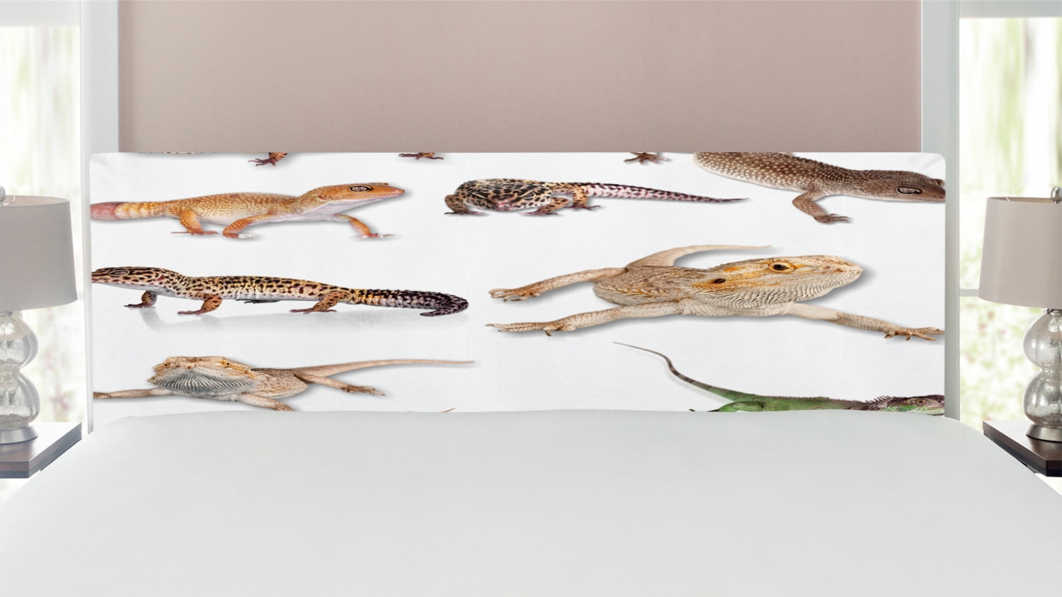Reptile Headboard, Colorful Staring Leopard Gecko Family Image ...