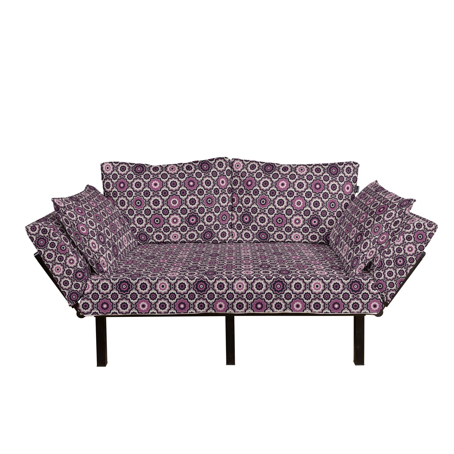 Purple Futon Couch, Alluring Flowering Nature Circular Geometric ...