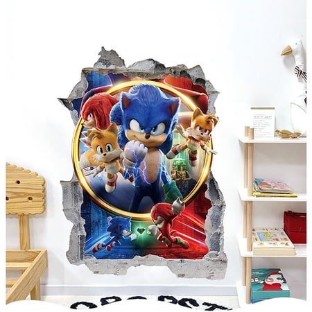 HISRFO Adventure Sonic Wall Decals 3D Smashed Custom Hedgehog Kids Game ...