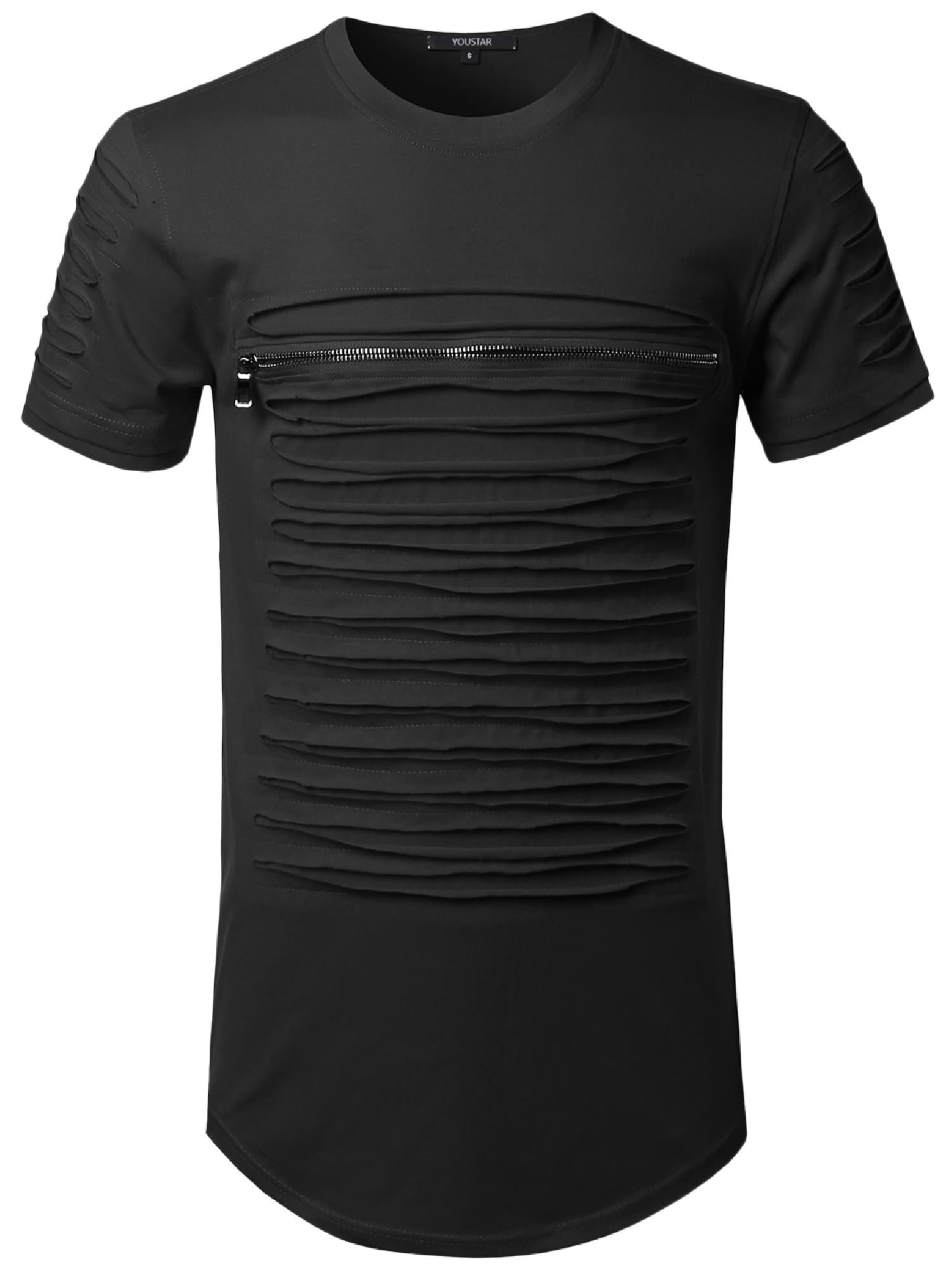 FashionOutfit Men's Cut Out Unique Design Front Zipper Short Sleeves ...