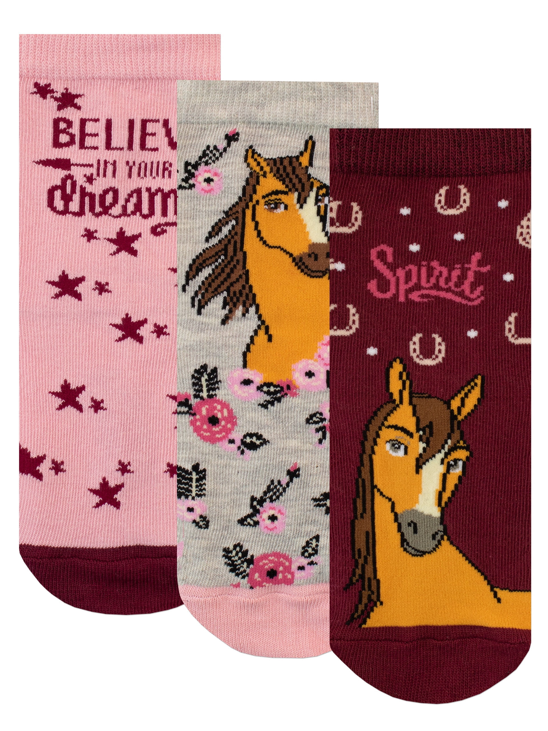 DreamWorks Girls Spirit Socks 3 Pack Pink Sizes 5 - Adults 4 - Walmart.com