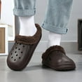 Mens Lined Clogs Garden Shoes Winter Fuzzy Slip On Home Slippers Fleece ...