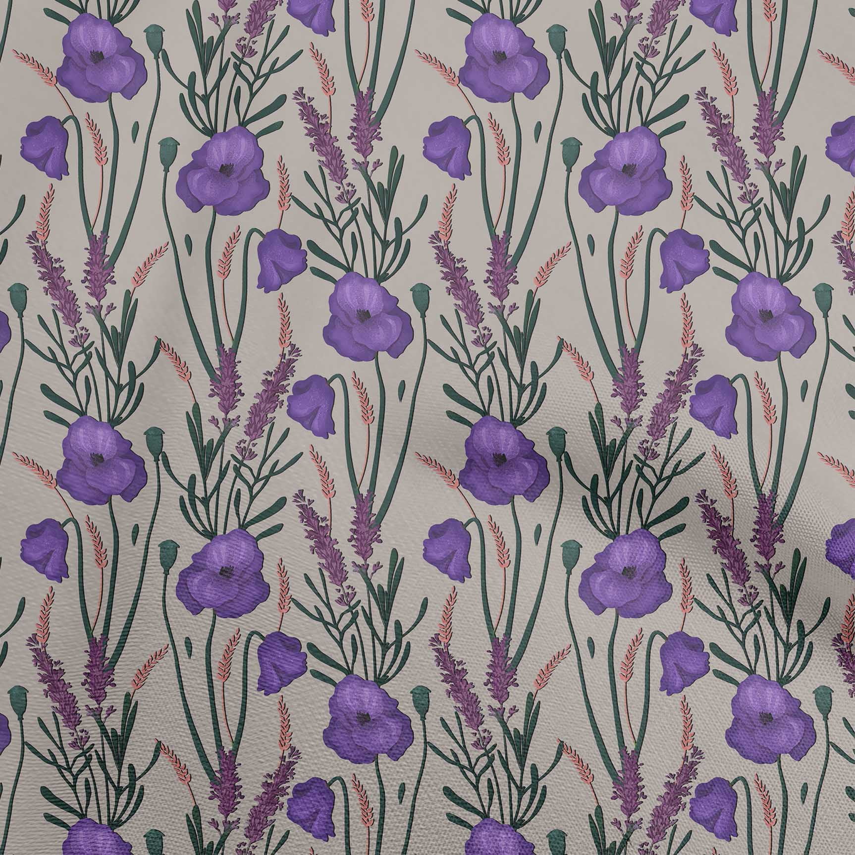 oneOone Velvet Violet Fabric Floral Retro Quilting Supplies Print ...