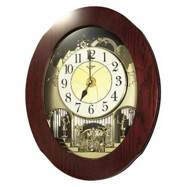 Rhythm USA Musical Motion Pendulum Wall Clock, Solid Walnut Wood with ...