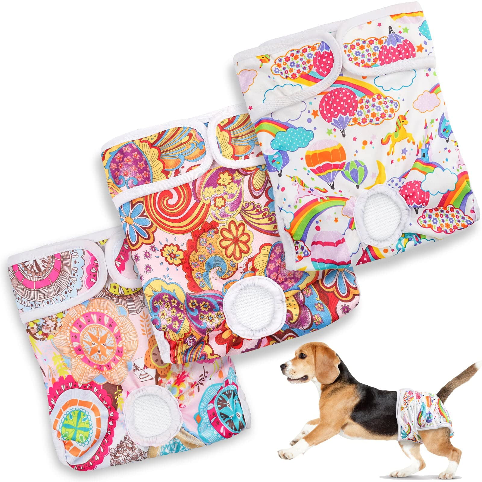 CALHNNA Washable Dog Diapers, Female Dog Diapers 3 Pack XS - Walmart.com