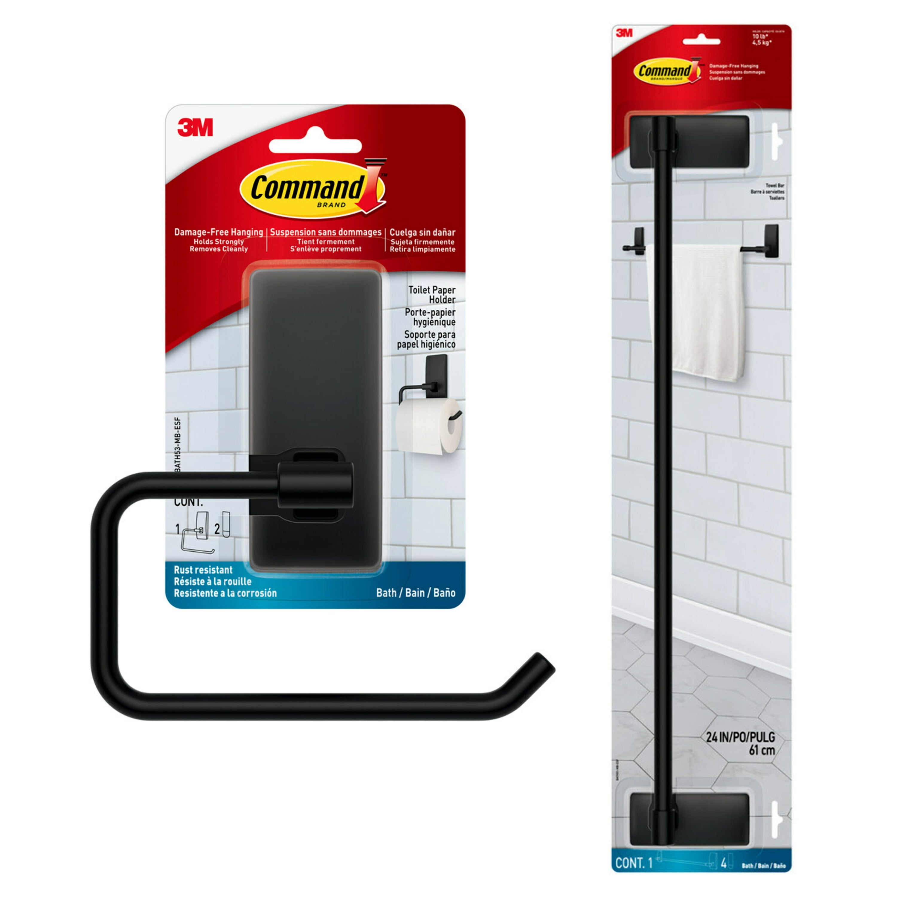 Command Bath Matte Black Towel Bar and Command Bath Matte Black Toilet ...