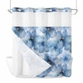 No Hook Shower Curtain with Snap in Fabric Liner Set Watercolor Blue ...