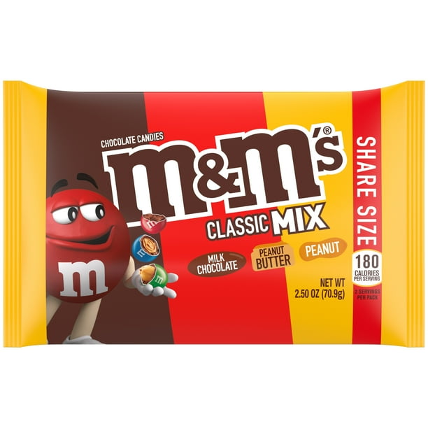 M&M's Classic Mix Chocolate Candy, Share Size - 2.5 oz Bag - Walmart.com