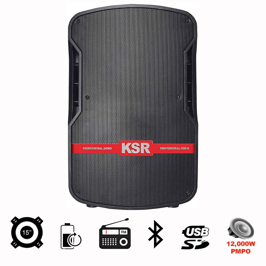 BAFLE KSR 15 Kaiser Color Negro Rojo Batería recargable Conexión Bluetooth Incluye Stand Incluye ...
