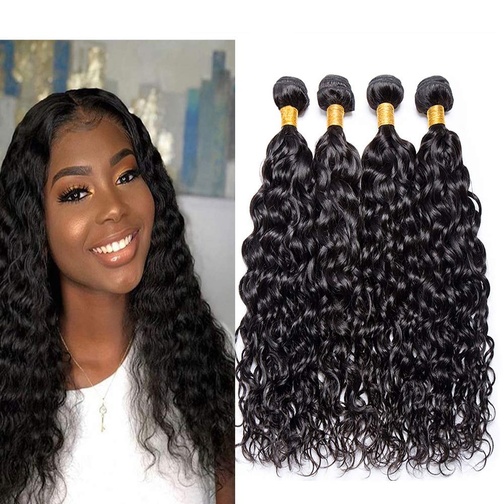 Brazilian Water Wave Bundle Human Hair 4 Bundle 100% Virgin Remy Curly ...