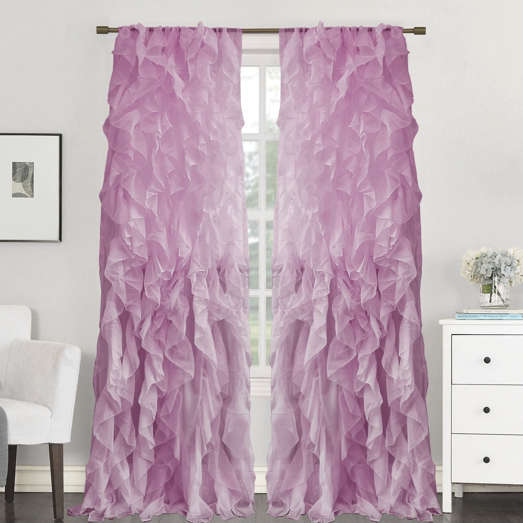 Lilac Ruffle Curtains