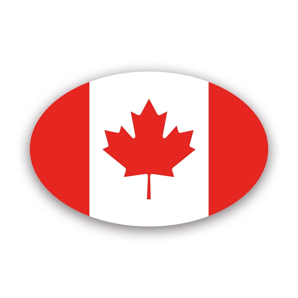 Euro Oval Canadian Flag Sticker Decal - Self Adhesive Vinyl ...