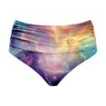 Women's Summer Starry Sky Printed Waist Length Pleated Beach Double ...