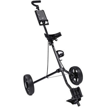 Golf Pull Cart Iron Black Adjustable Golf Trolley Cart 2 Wheels Push ...