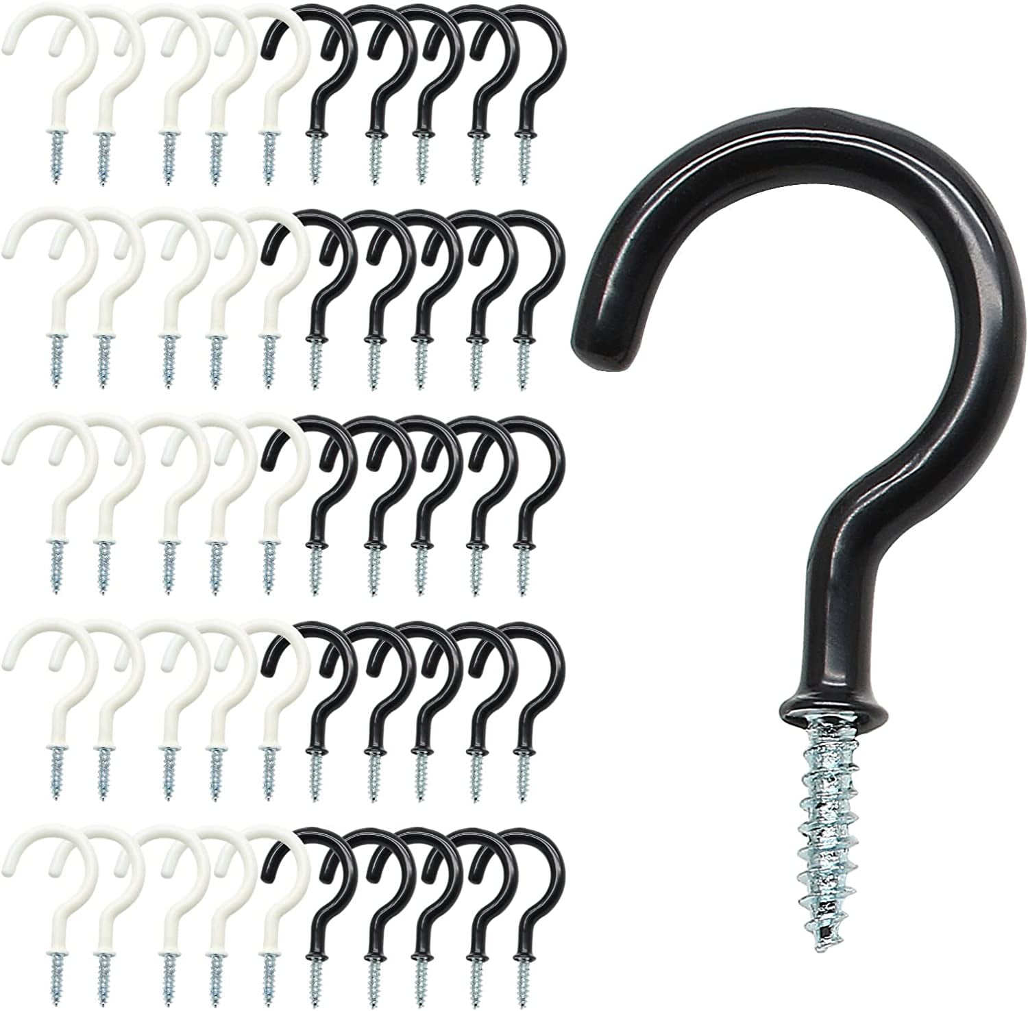 50pcs 2 Inch Ceiling Hooks Heavy Duty, Cup Hooks Screw in, C Hooks ...