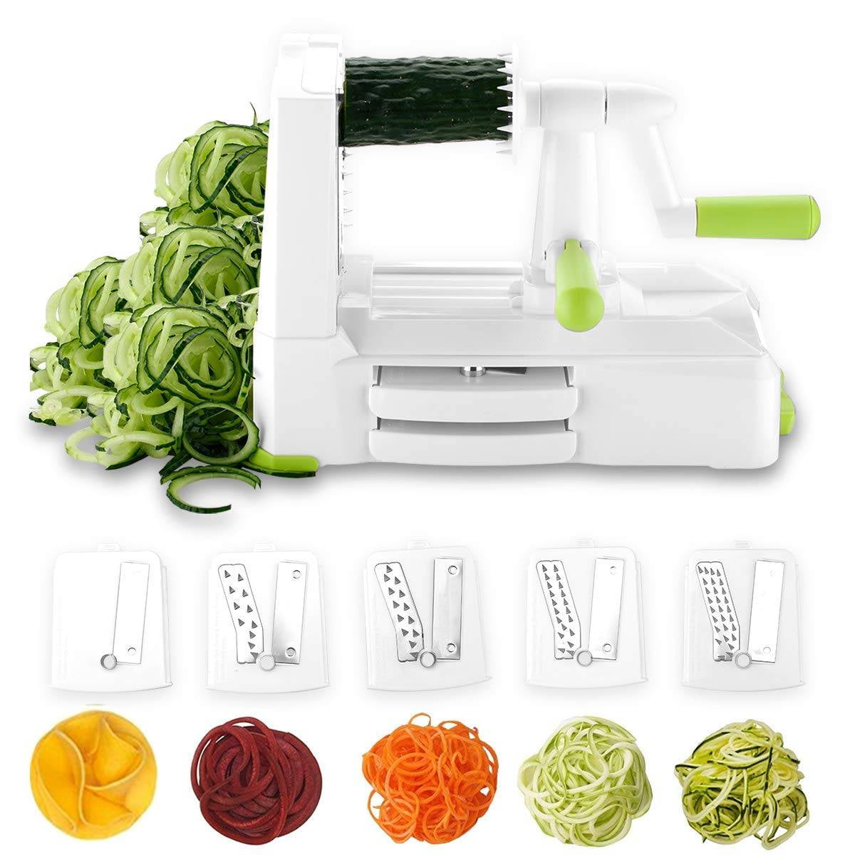 Happyline Spiralizer 5 Blade Vegetable Slicer Spiral Slicer With happyline-spiralizer-5-blade-vegetable-slicer-spiral-slicer-with