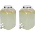 2 Gallon Beverage Dispenser with Lid and Spigot (Set of 2), BPA Free ...