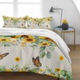 4 Piece Duvet Cover Set Twin, Pastoral Sunflower Butterfly Soft ...