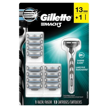 Gillette Mach3 Razor Handle with 13 Refill Blades - Walmart.com ...