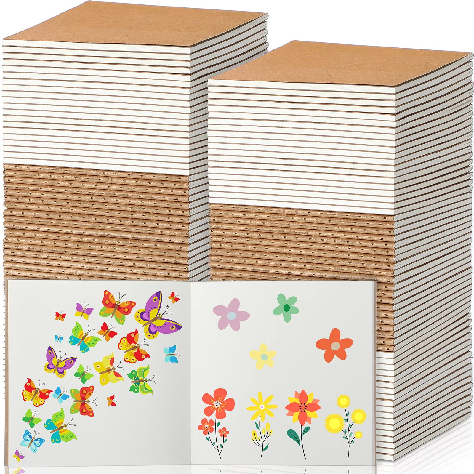 100 Pieces Mini Notebook Bulk Set Small Kraft Paper Journals Blank ...
