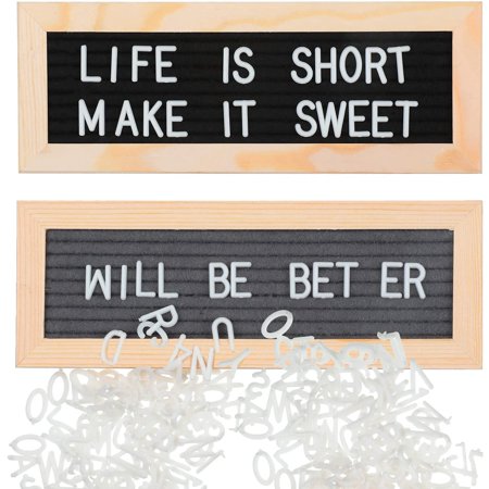 2 Pieces Message Felt Letter Board Small Sign with Letters and Numbers ...