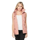 PacificPlex Womens Sleeveless Hooded Cargo Utility Vest, Large, Mauve ...