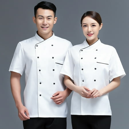 Chef Uniform Short Sleeve Kitchen Apron Double-breasted Suits ...