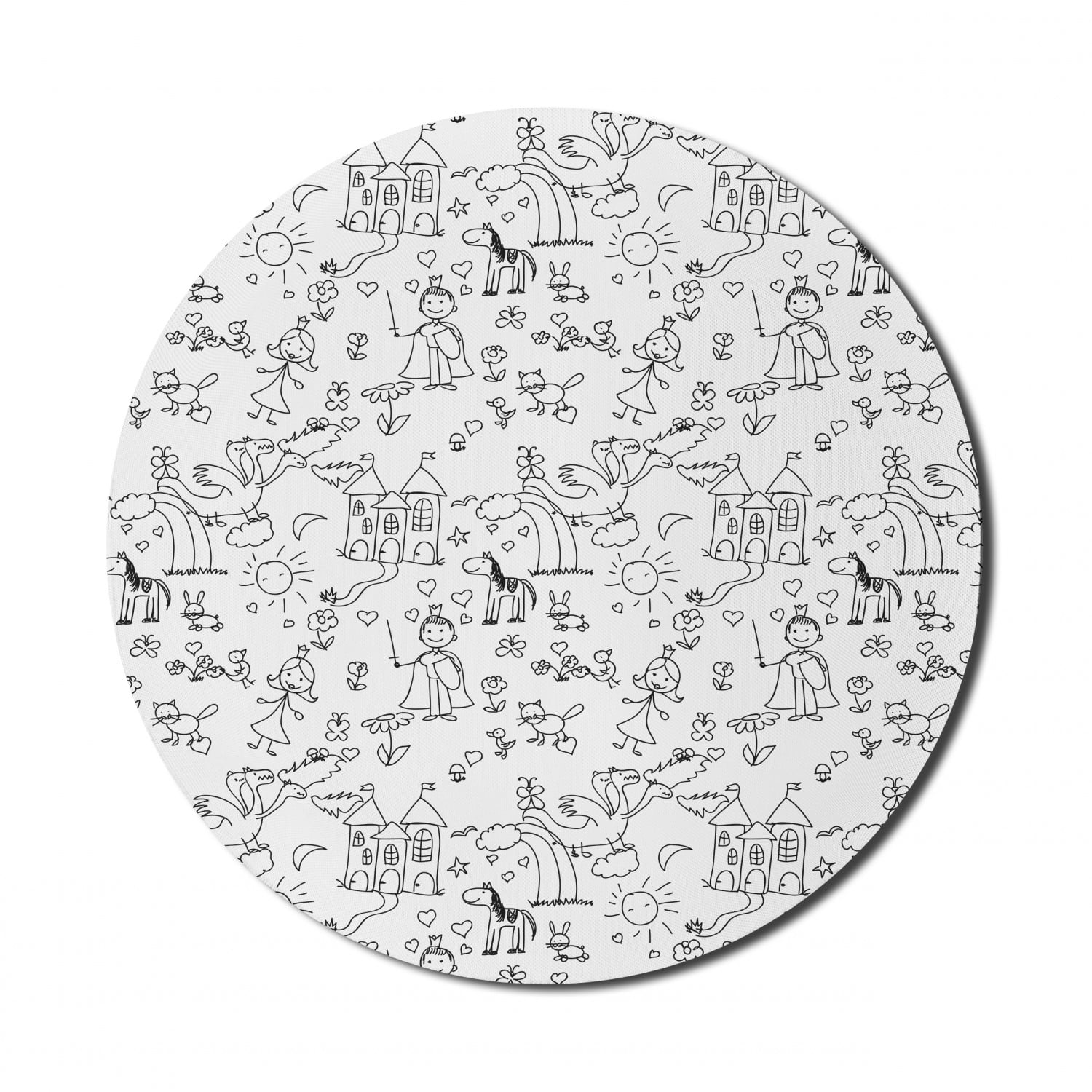 Cartoon Mouse Pad for Computers, Hand Drawn Childish Doodle Childhood ...