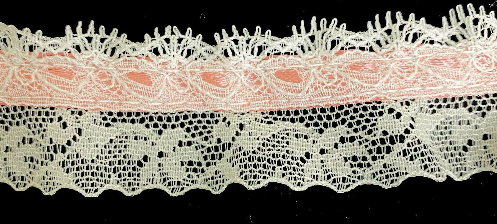 1-1/4" Ruffled Gathered Lace w/ Ribbon Trimming - 12 Total Yards ...