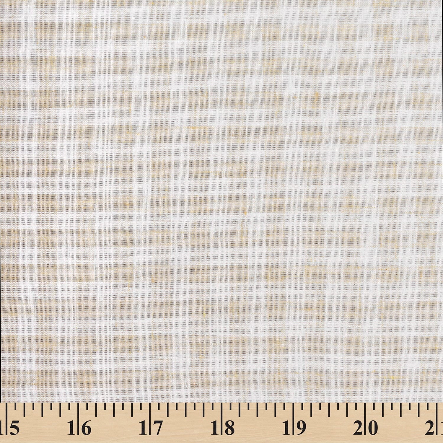 Gingham Check Linen-Look Polyester Cotton 58" Fabric By The Yard - Tan ...