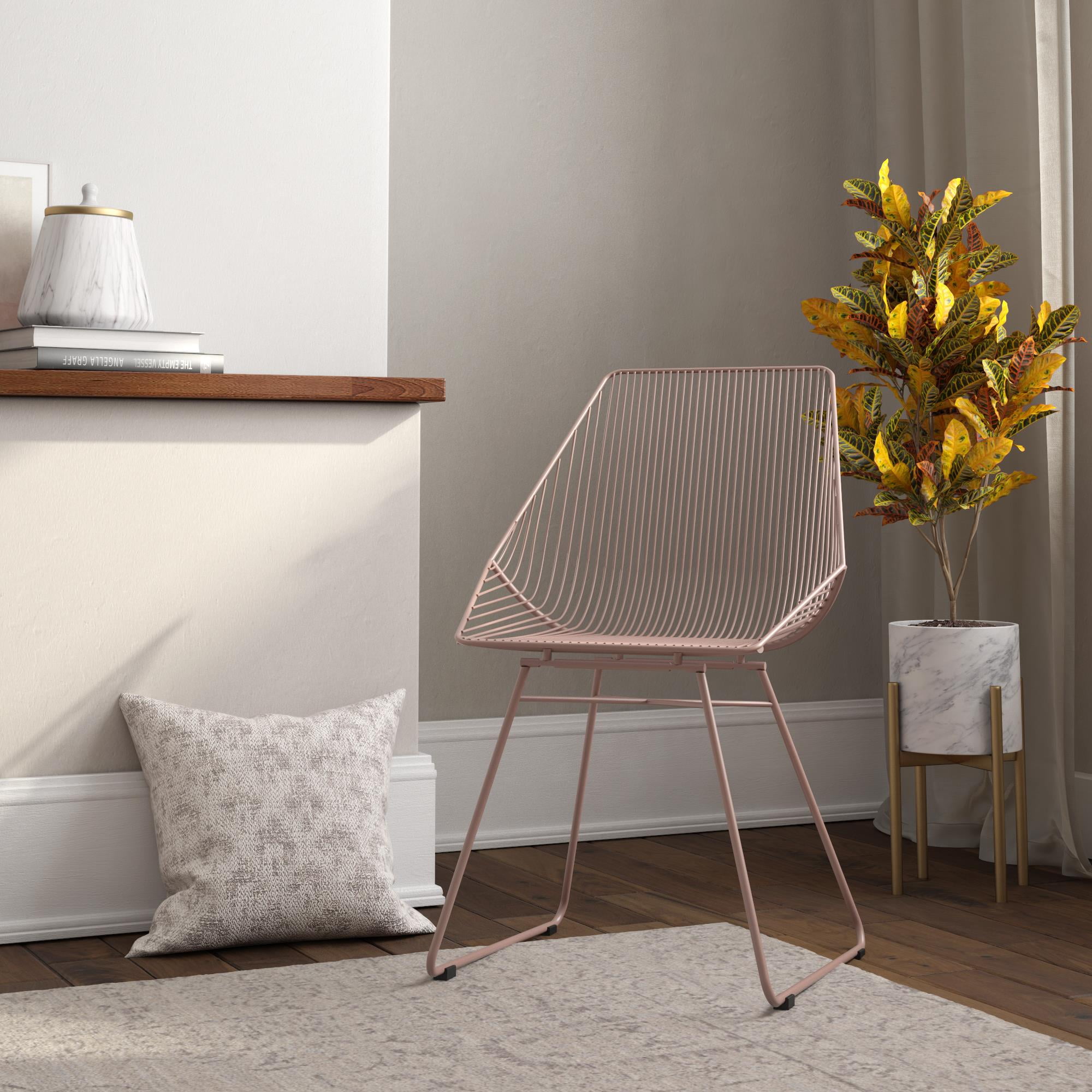 CosmoLiving Ellis Modern Metal Accent Chair, Blush Pink Metal - Walmart.com